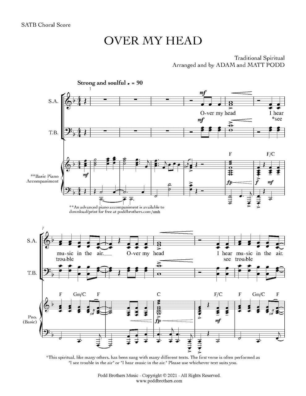 Over My Head – Podd Brothers Music